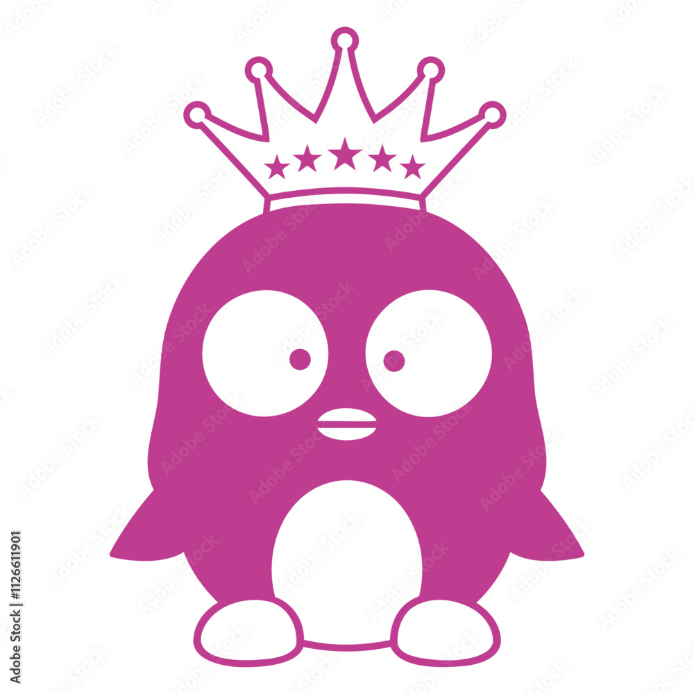 Crown Penguin King Queen Prince Princess Little Design Lover Art Vector ...