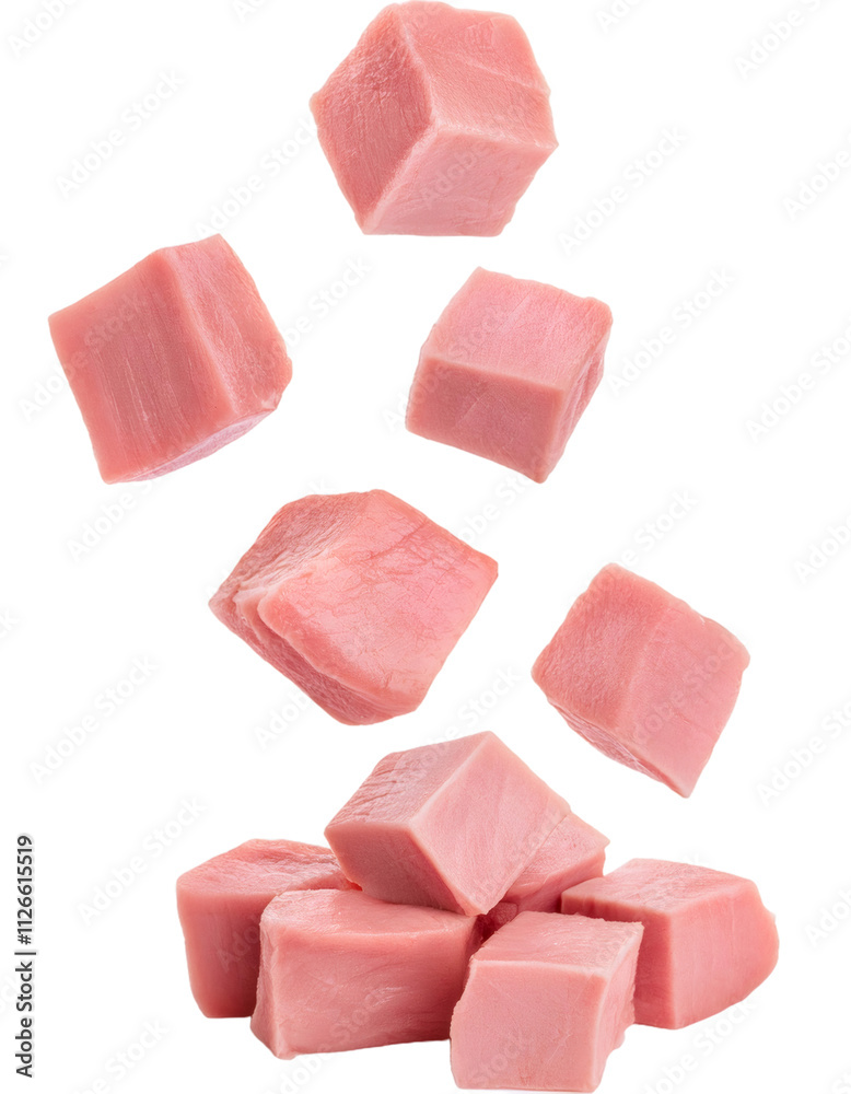 Ham cubes cascading and forming an attractive arrangement on a see ...