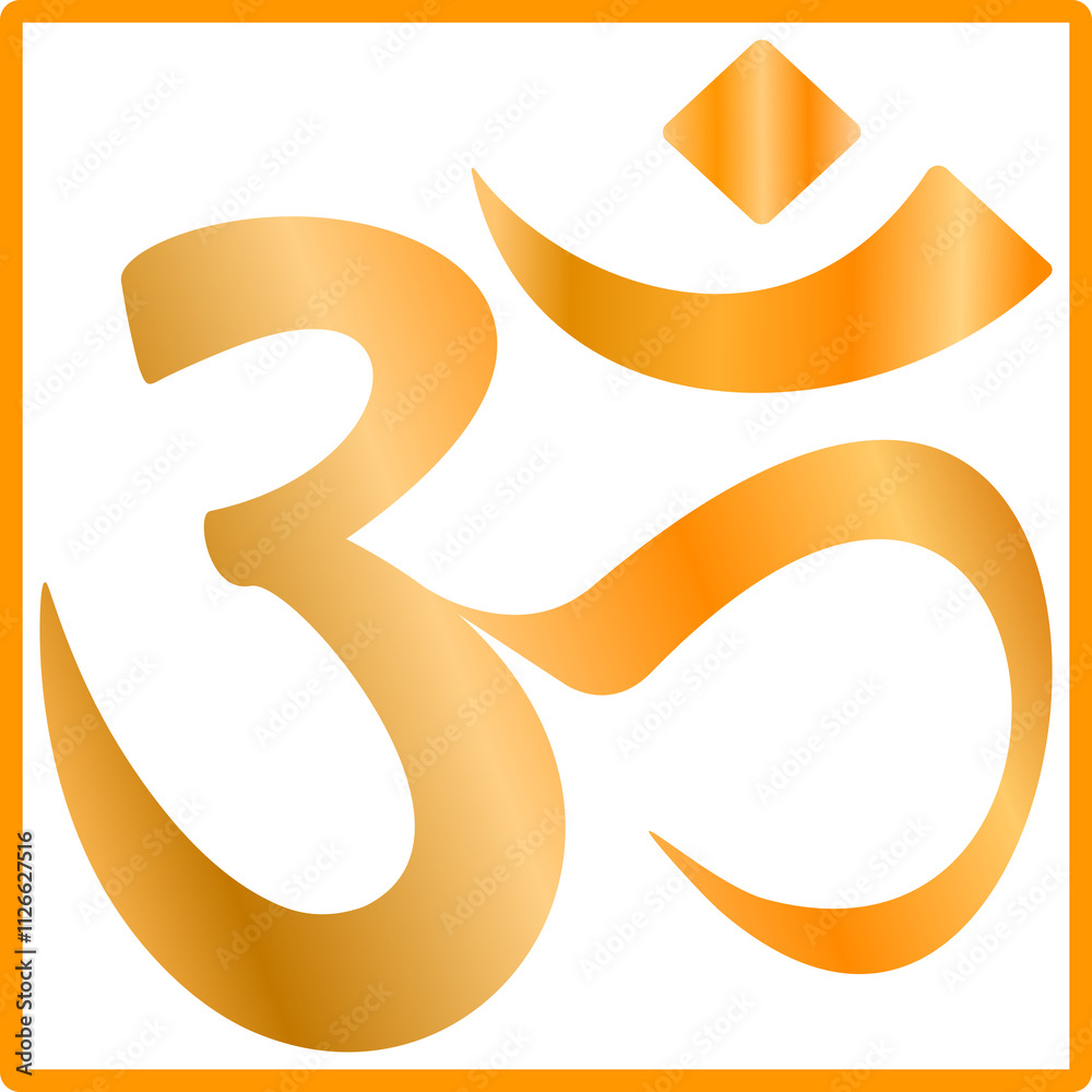 Ilustración de Stock Om golden on transparent background with box ...