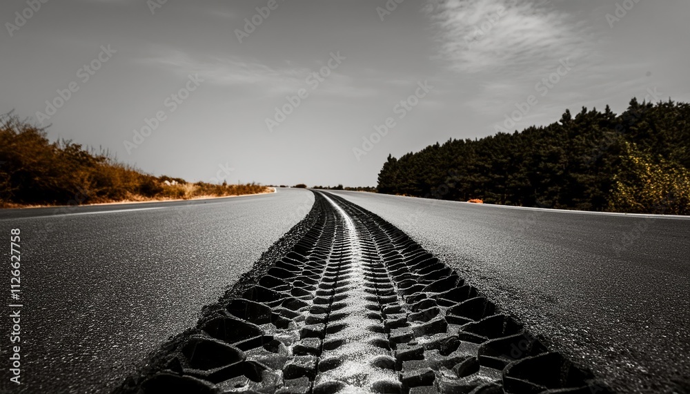 Black Tire Track on Road Isolated Wheel Trace Icon - A Detailed ...
