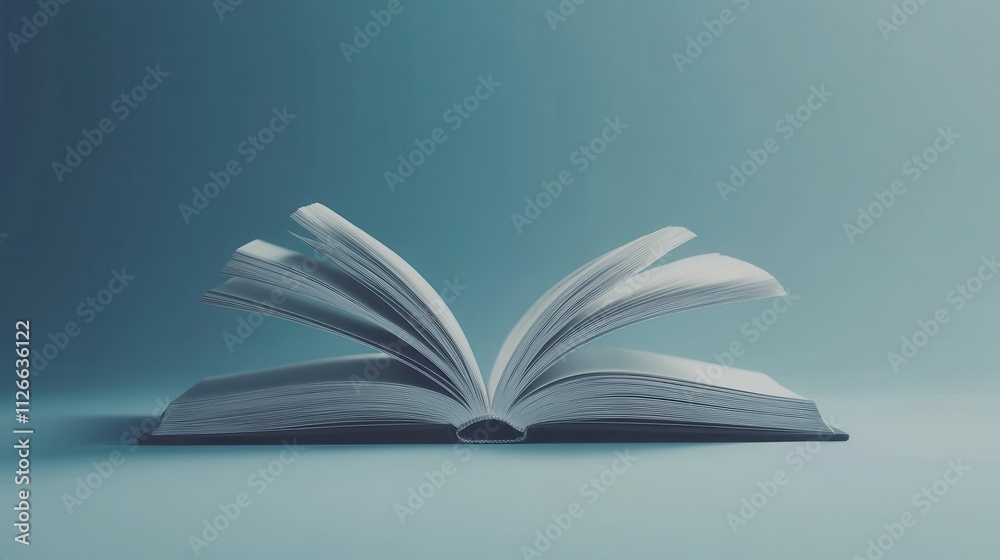 Realistic mockup of an open book viewed from the side with flipping ...