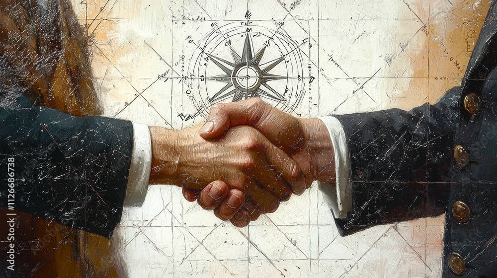 artwork showcases firm Freemason handshake enriched symbols like ...