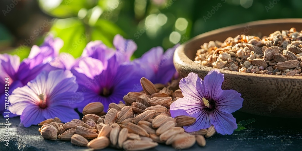 Abelmosk and ambrette seeds, also known as musk mallow and annual ...