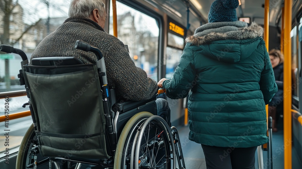 Helping Someone in a Wheelchair on an Accessible Bus with Supportive ...