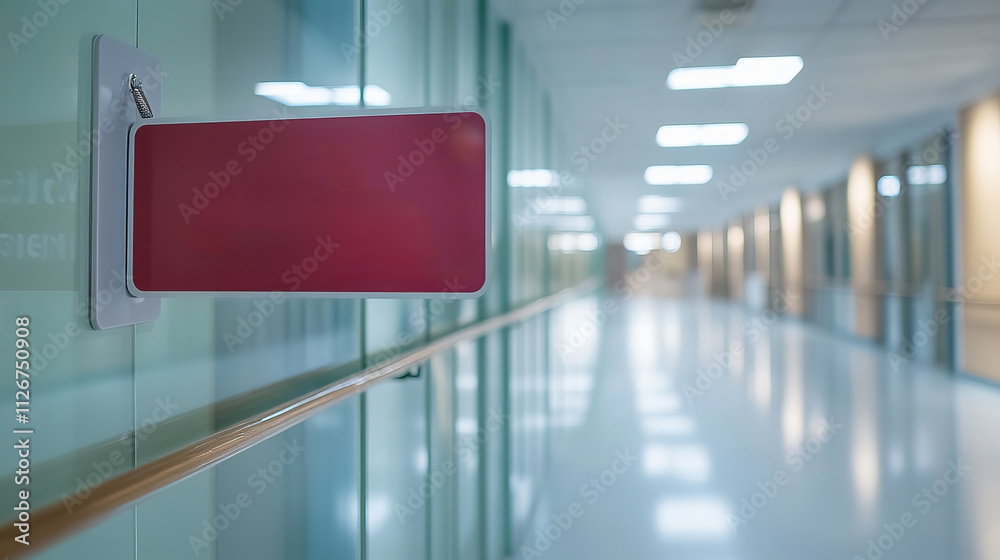 Sign Displaying Insurance Acceptance at a Medical Clinic Corridor with ...