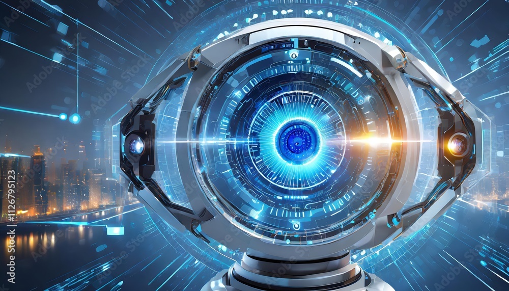 Revolutionary Futuristic Robot Eye Technology Featuring a Striking Blue ...