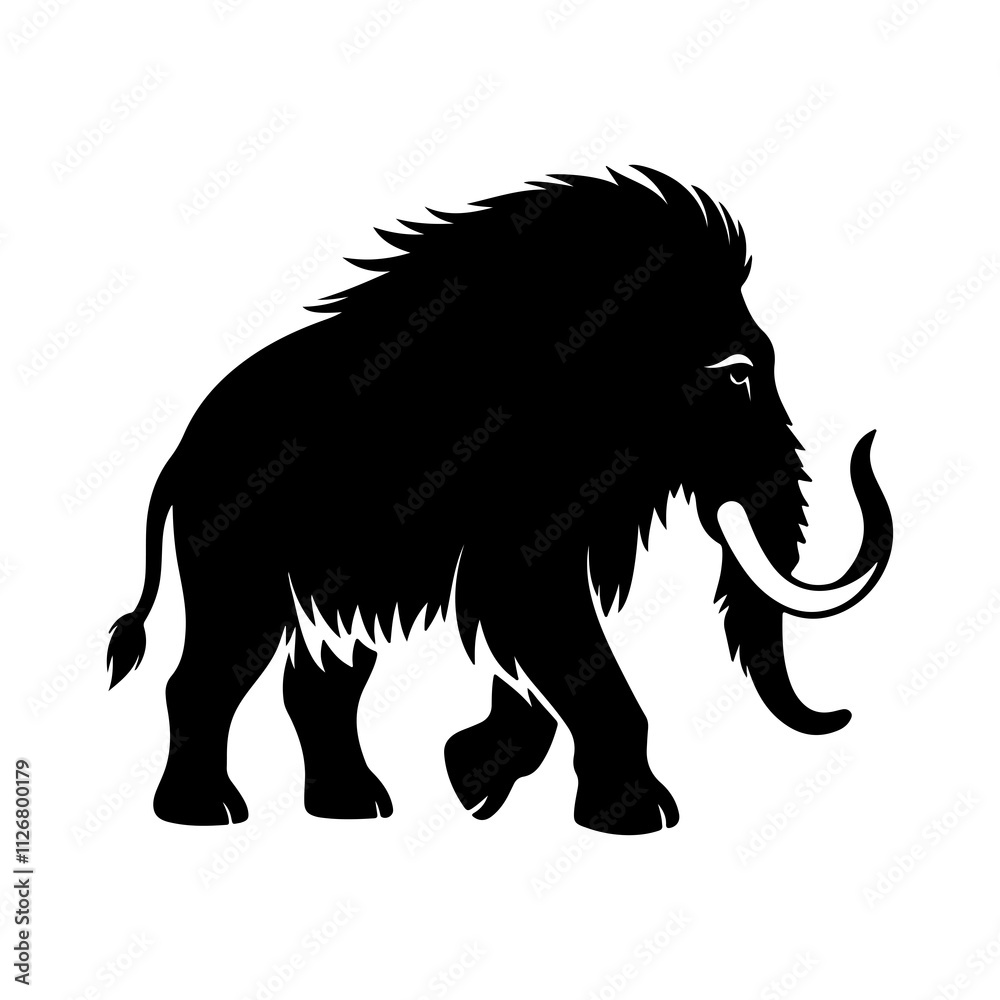 Prehistoric Woolly Mammoth Silhouette Vector for Wildlife Art Stock ...