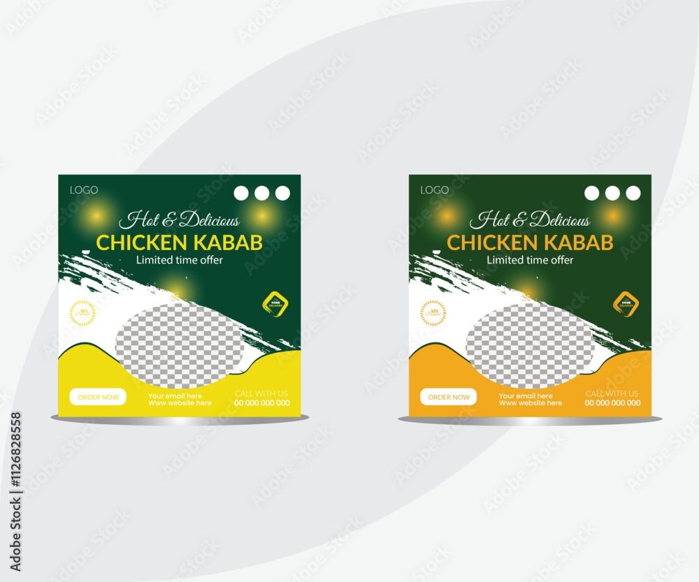 Vector de Stock Social media shish kebab food menu post design template ...