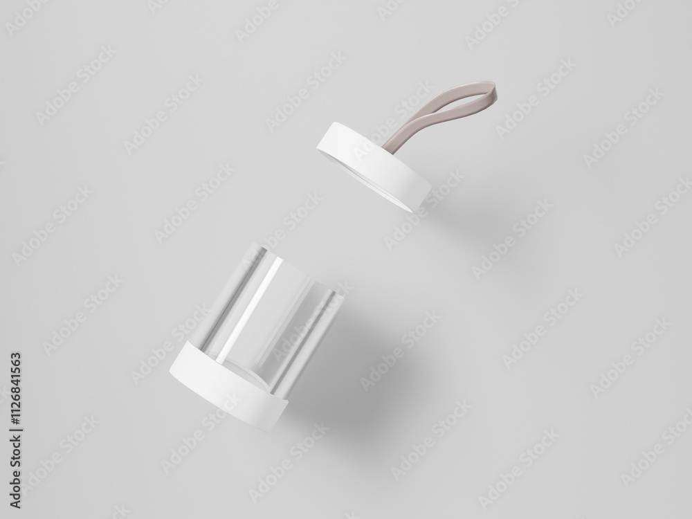 Open cap plastic tube packaging mockup, transparent tube packaging with ...