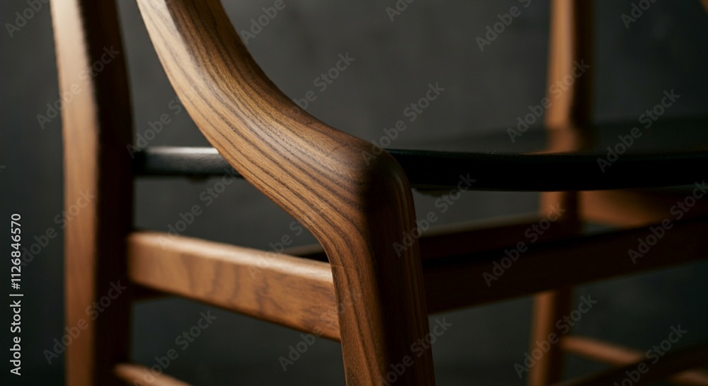 Macro Shot of Wooden Chair Leg: Smooth Curved Shape and Grain Details ...