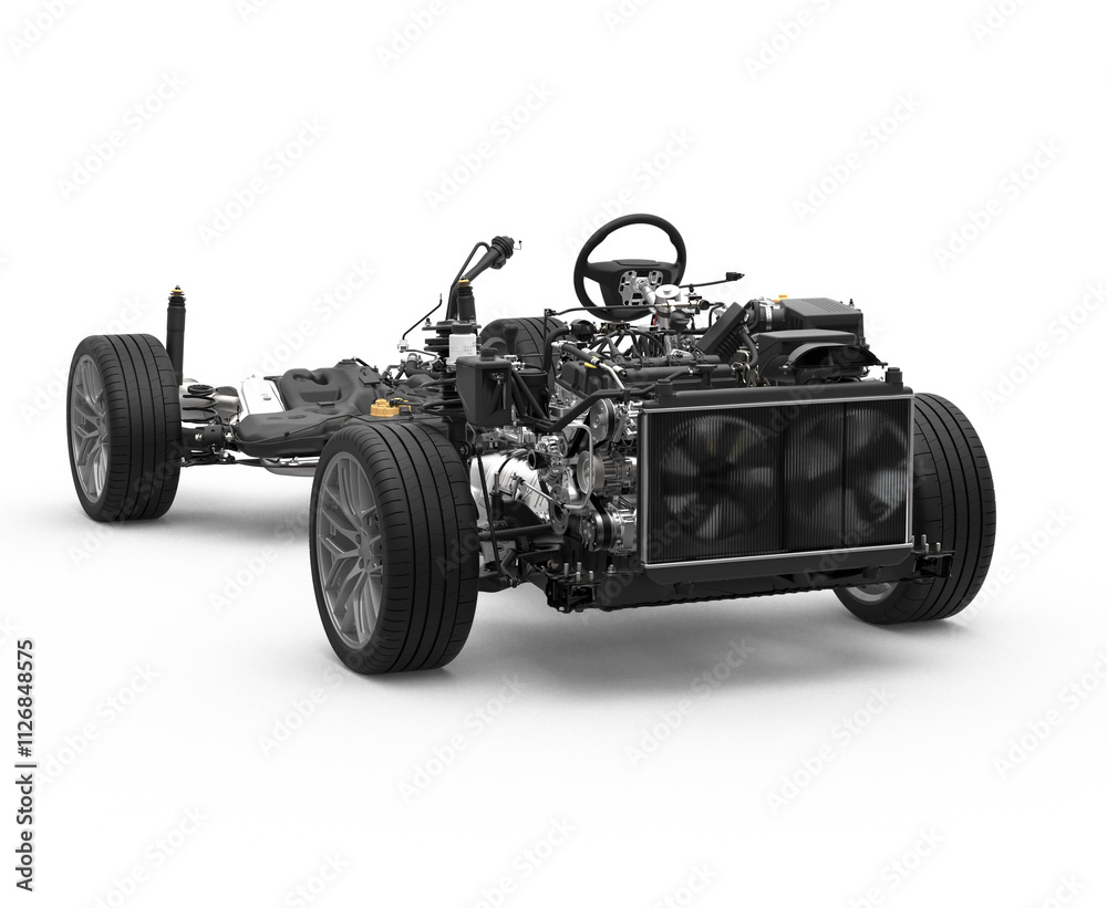 Vehicle drivetrain and powertrain on transparent background. Stock ...