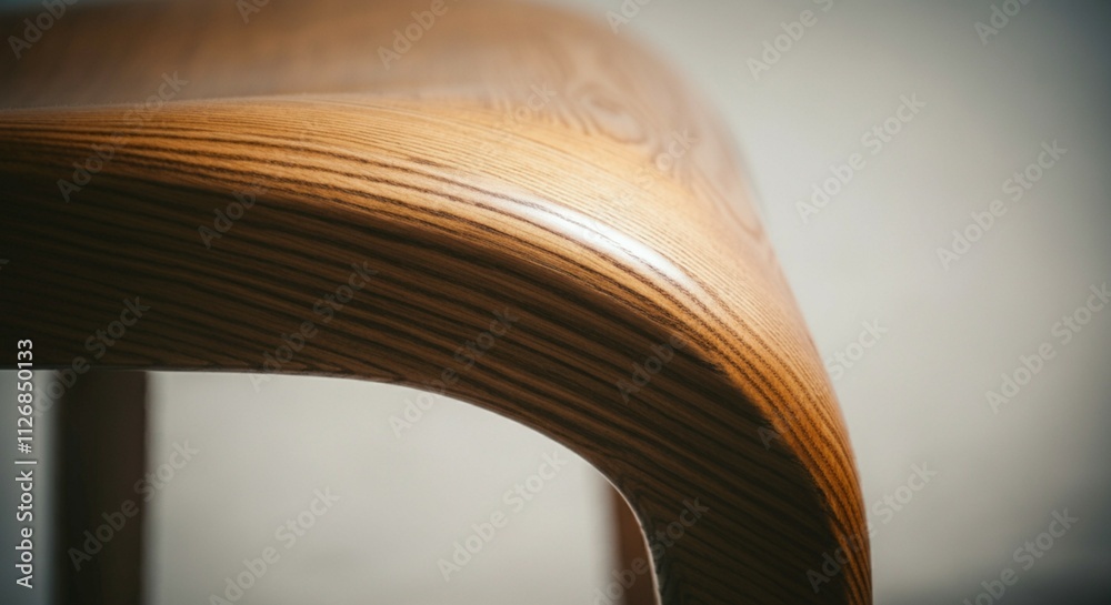Macro Shot of Wooden Chair Leg: Smooth Curved Shape and Grain Details ...