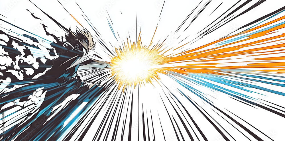 Cartoon anime action background. Speed lines as manga comic effect on ...