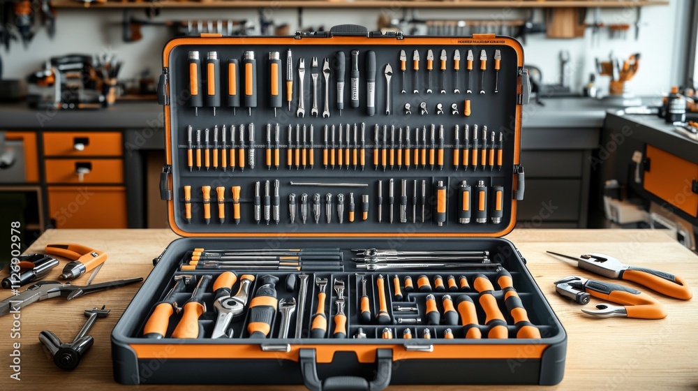 Comprehensive tool kit setup workshop product display organized ...