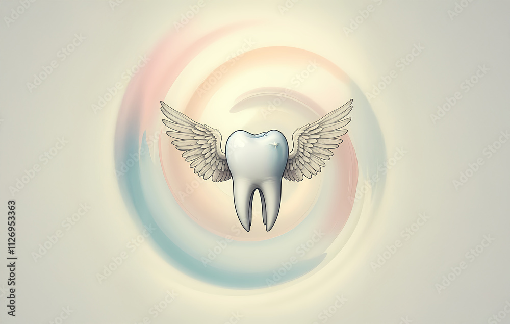 Tooth Flying with Angel Fairy Wings, Dental Dentist Image, Teeth Molar ...