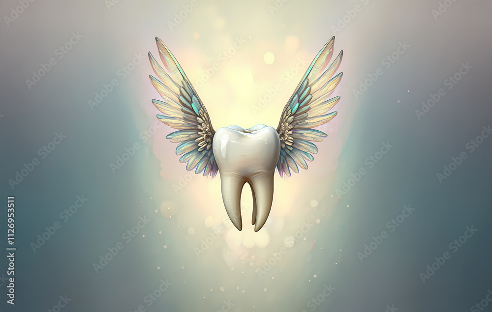 Tooth Flying with Angel Fairy Wings, Dental Dentist Image, Teeth Molar ...
