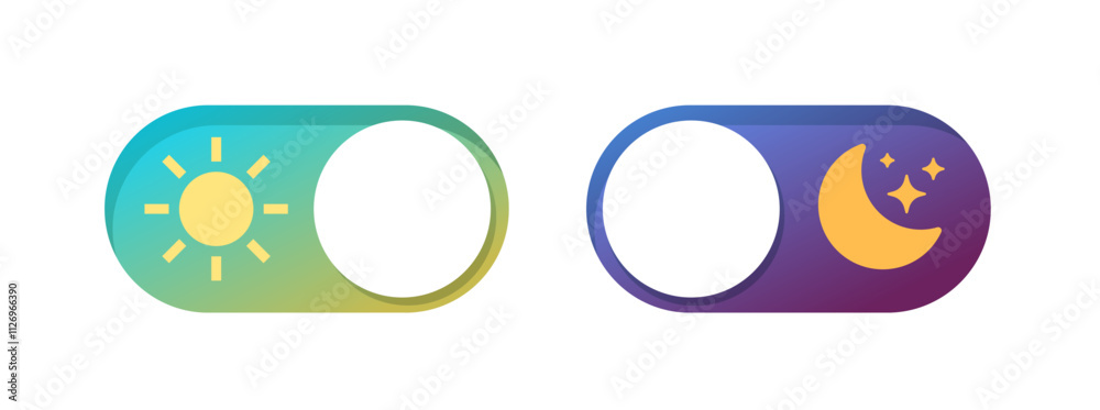Day night switch web buttons icon vector graphic illustration set ...