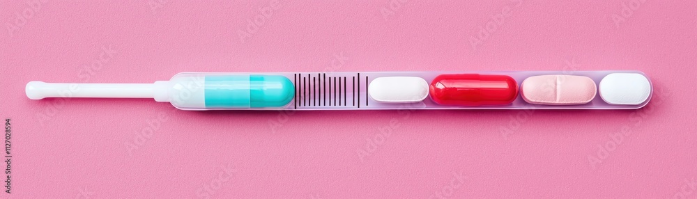 health warning concept. A close-up of a diagnostic test kit with ...