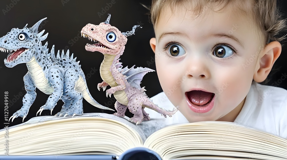 of a child's eyes wide with wonder, integrated with an image of ...