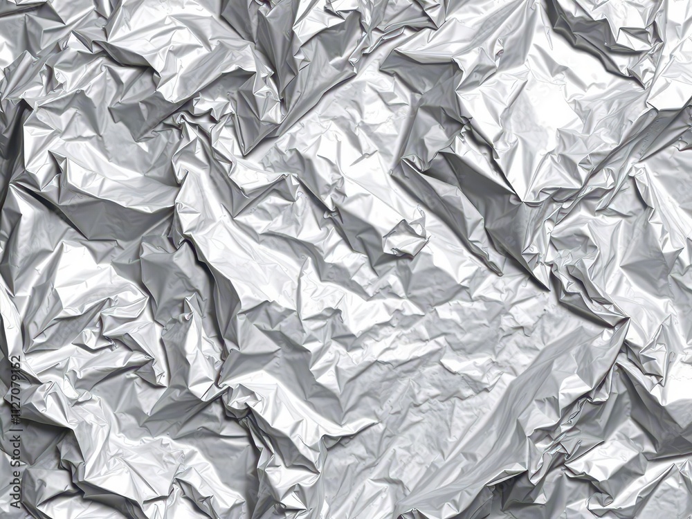 Shiny metallic silver foil texture background with wrinkled and ...