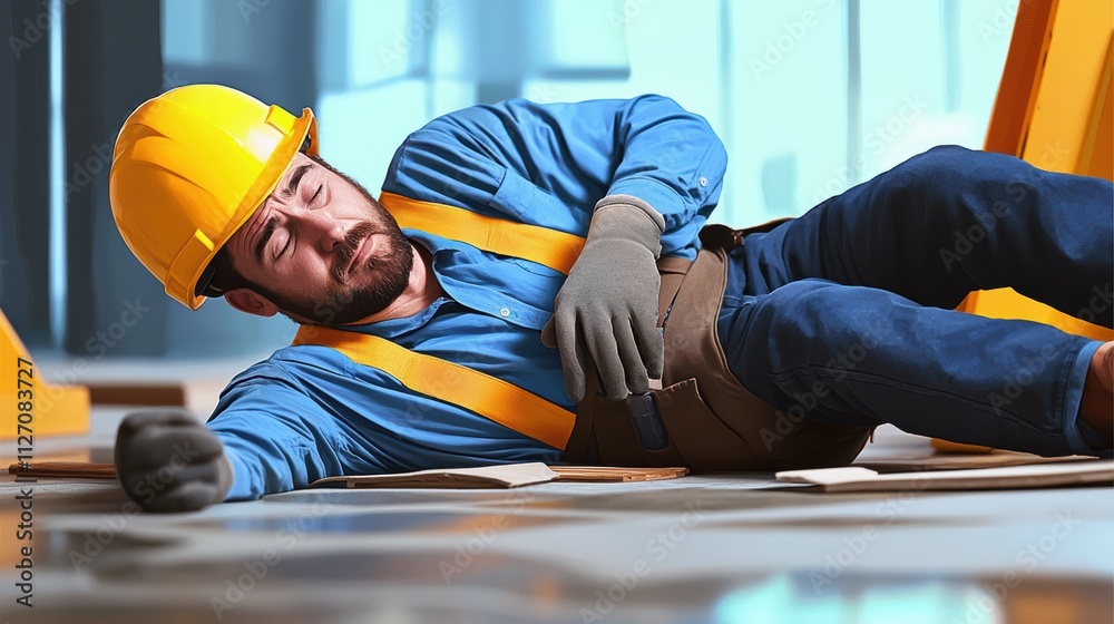 Construction worker accident at job site analyzing safety risks in the ...