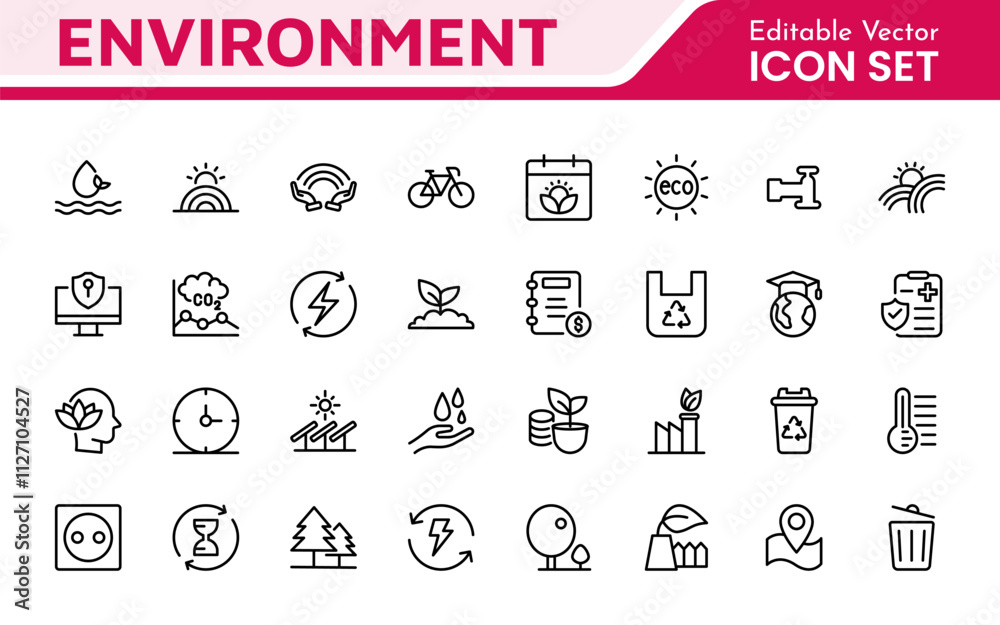 Environment Icon Set. A vibrant collection of icons promoting ...