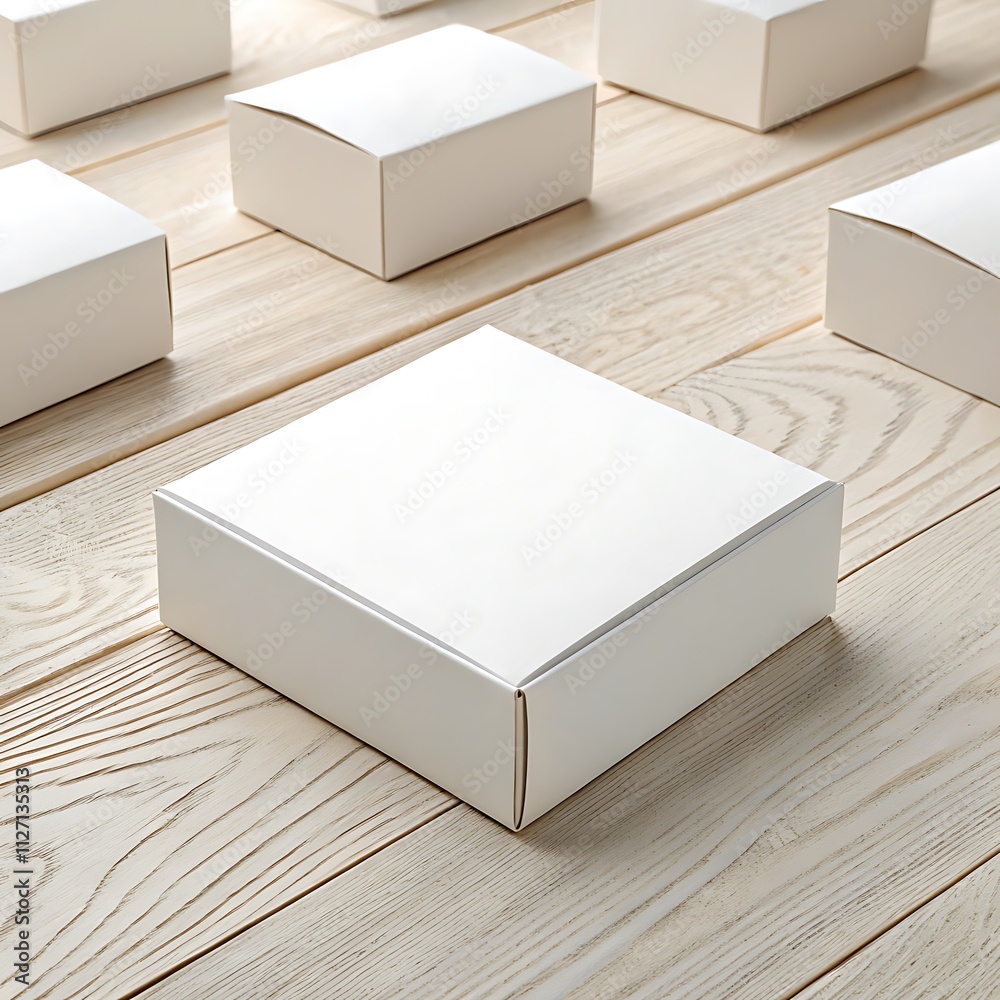 cardboard box on white 3d background with white cubes and Three boxes ...