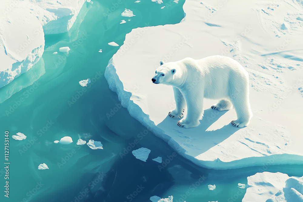Polar bear on ice and global warming Stock Photo | Adobe Stock