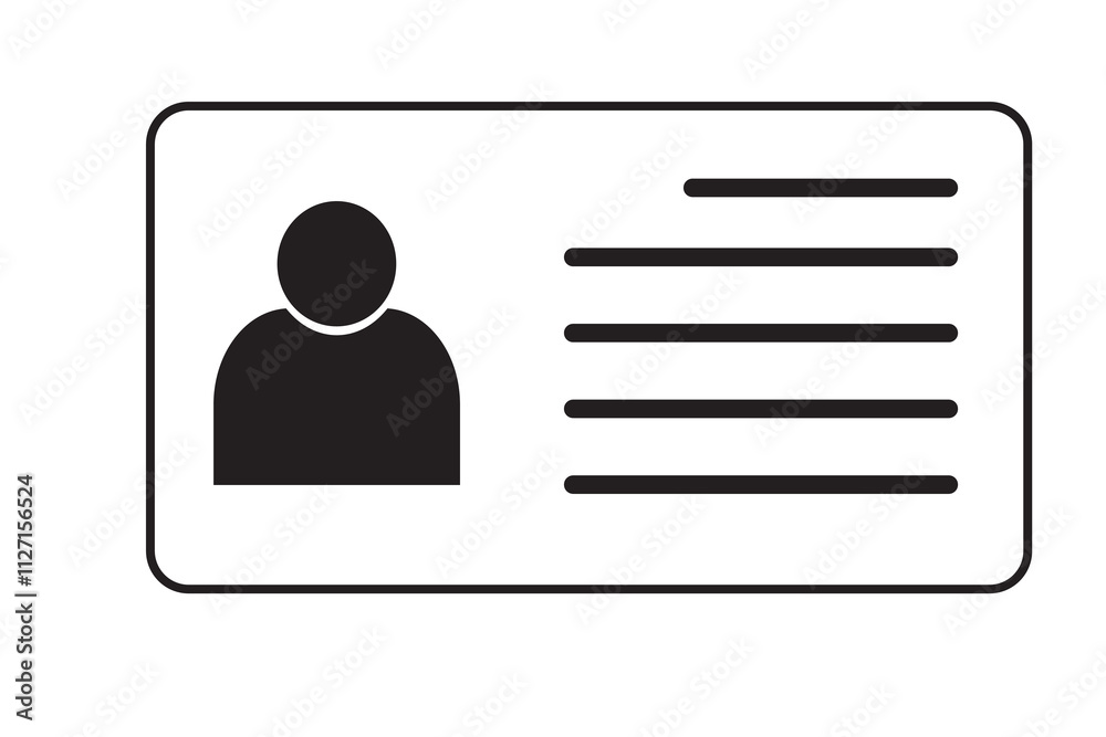 ID card icon. Identification card symbol on white background. Personal ...
