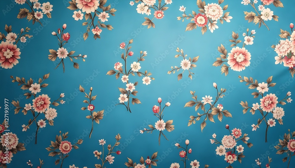 Create a high-resolution image of a vintage floral background with a ...