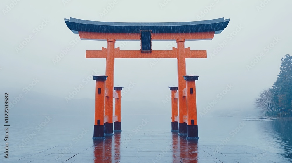 Torii is a traditional Japanese gate marking the entrance to a Shinto ...