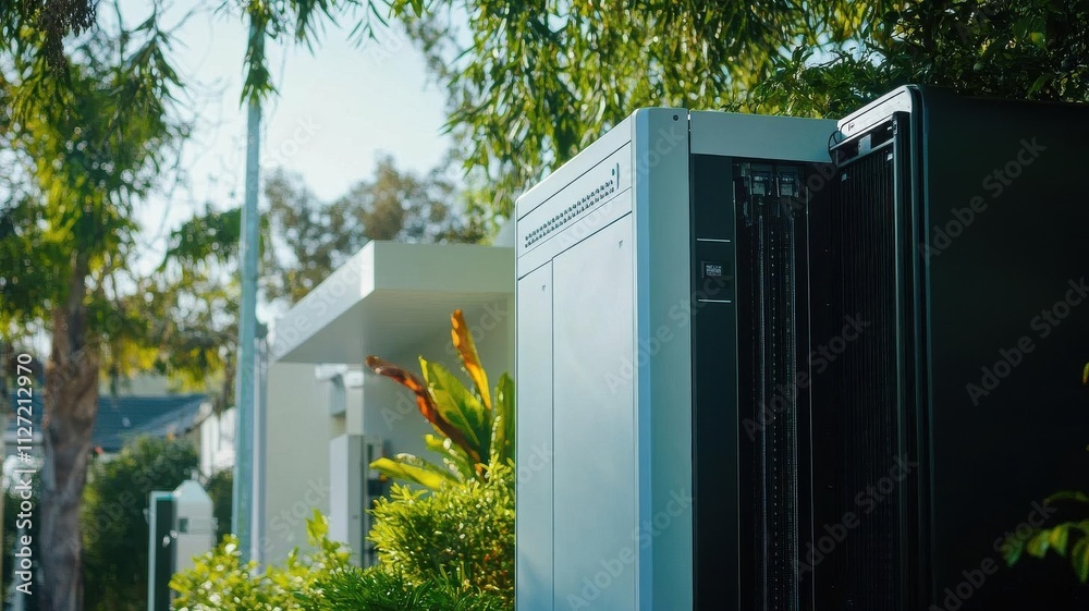 Smart Grid Energy Storage. A closeup of a lithium ion battery storage ...