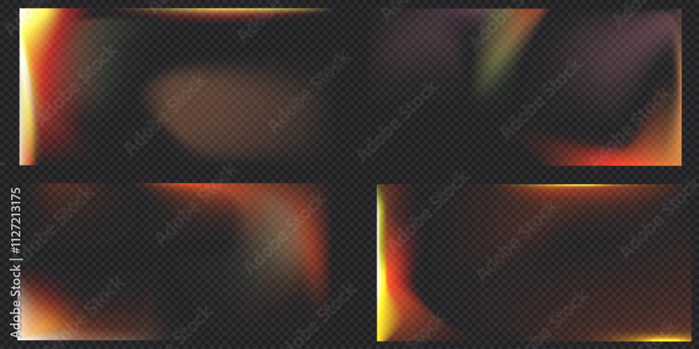 Vector set of semi-transparent backgrounds with colored light effects ...