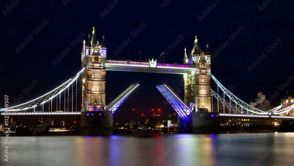 An aerial photograph of London's iconic Tower Bridge spanning the River ...