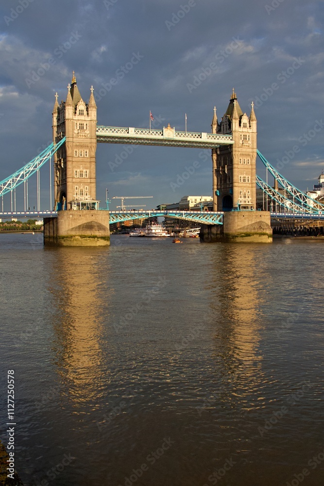 An aerial photograph of London's iconic Tower Bridge spanning the River ...