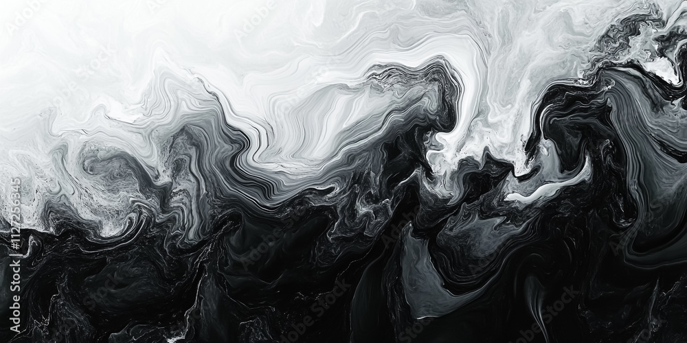 Black and white abstract ripple patterns resembling water waves with ...