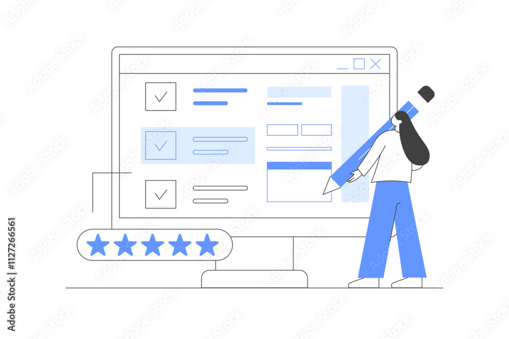 Online survey on Computer Screen and rating scene. Character answer ...