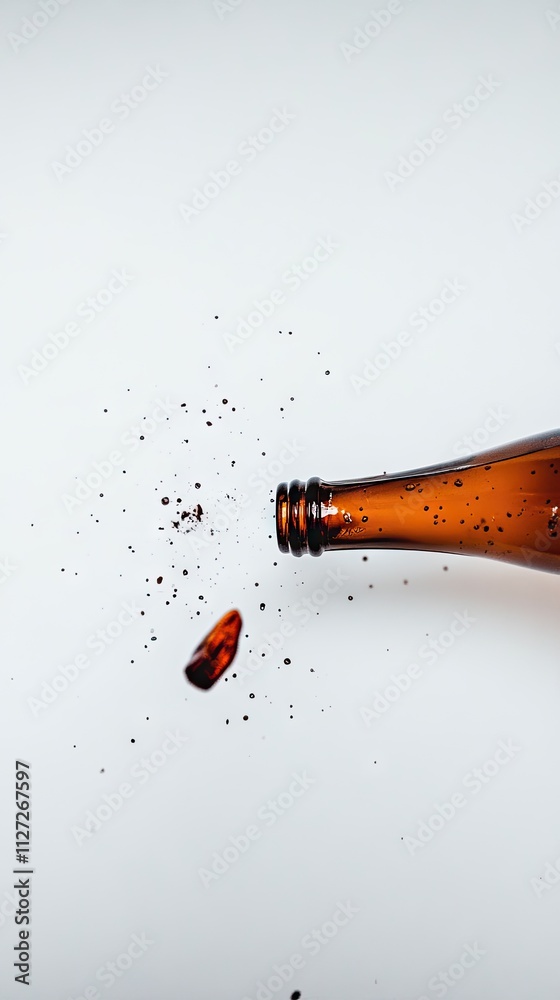 Champagne bottle is being opened, releasing an exciting eruption of ...