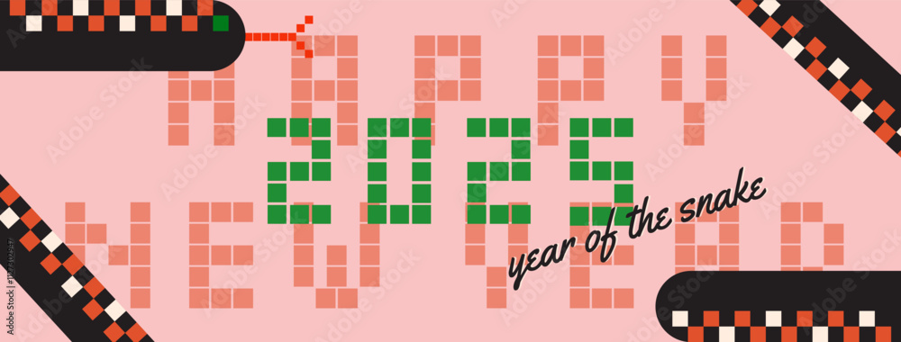 Happy New Year 2025 Horizontal Banner. Chinese New Year Background with ...