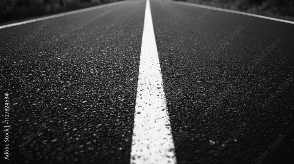 Asphalt road texture with white lane markings providing a clear view of ...