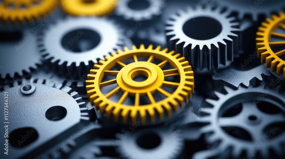 Gears representing lean manufacturing and Six Sigma principles in a ...