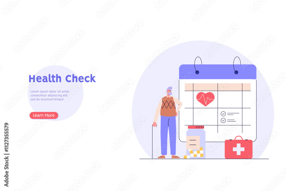 Health Check Up Concept Web Banner. Medical Doctor Examining Senior ...