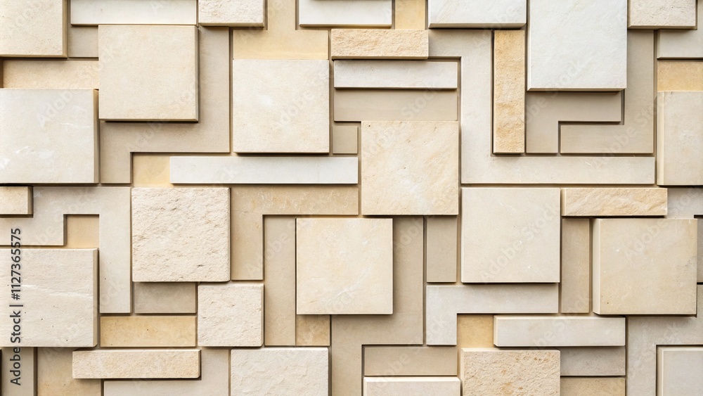 Abstract Beige Stone Wall Geometric Composition of Rectangular Blocks ...