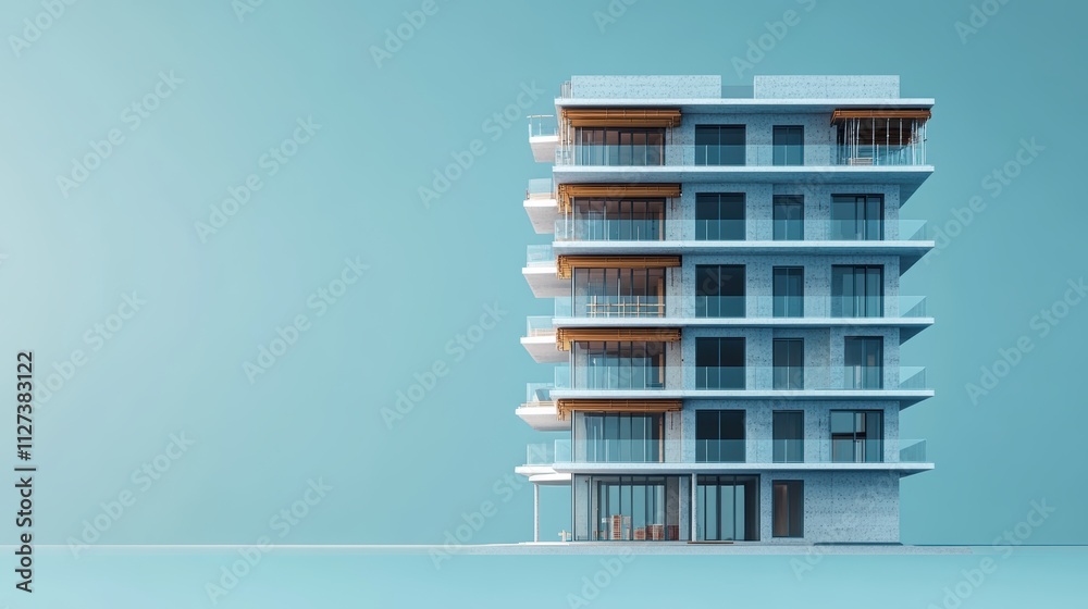 Sketch multi floor residential building housing project of a 7-story ...