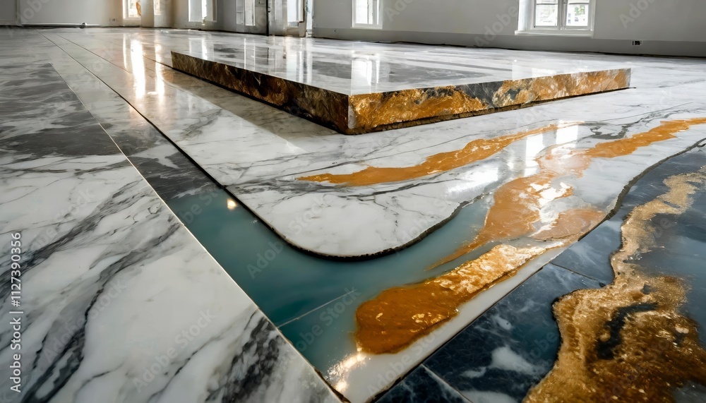 Stunning Modern Floor Coverings Interior Marble and Epoxy Design in A ...