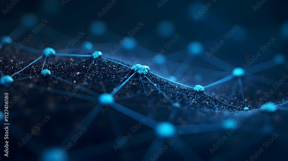 Intricate Blue Neuronal Network Flowing with Digital Particles and ...