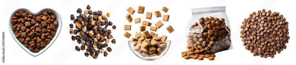 Collection of animal pet, cat, dog kibble kibbles dry dried food, many ...