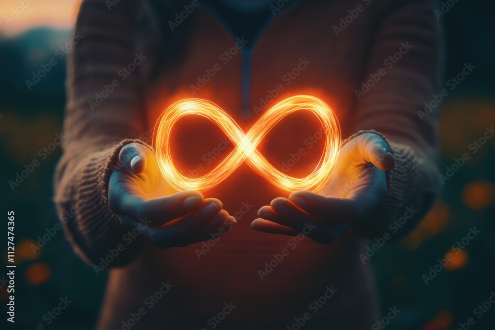 A person holding a glowing infinity symbol for neurodiversity ...