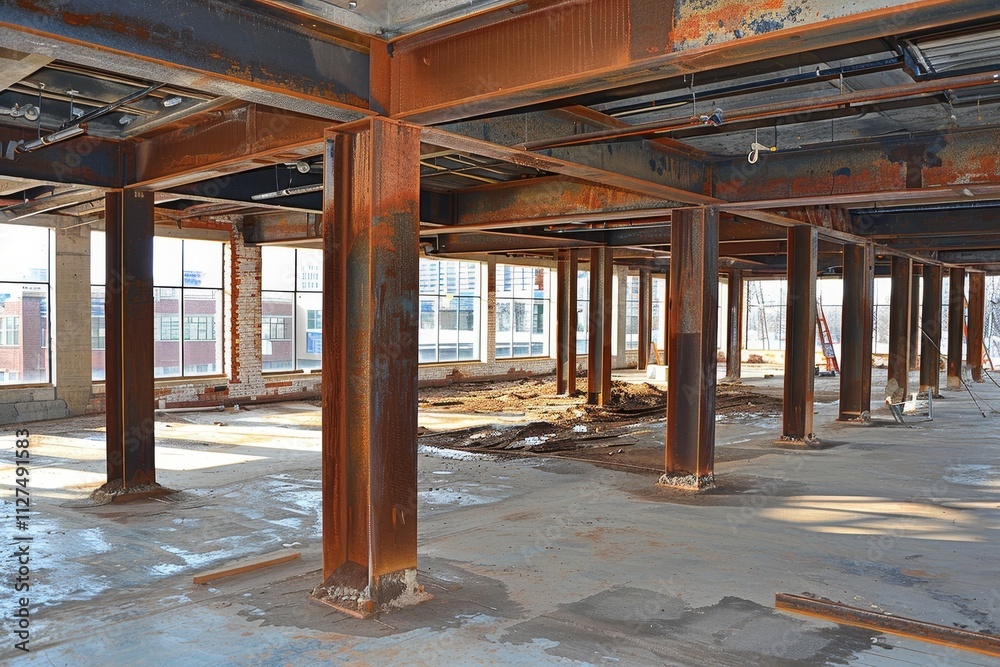 Installation of a steel or reinforced concrete structural framework for ...