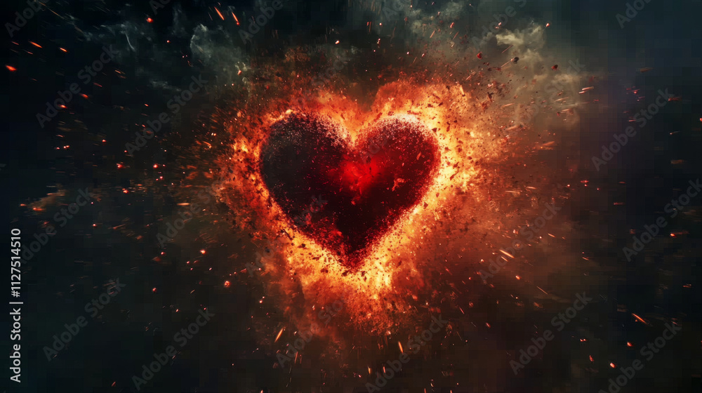 Heart explosion animation sprite sheet, sequence frame with red cartoon ...